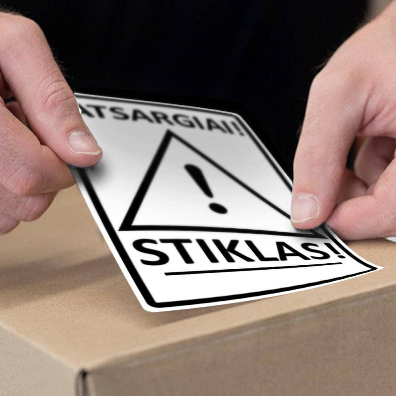 Adhesive label 100x150mm - Atsargiai! STIKLAS! 1pc. | Labels for pacels